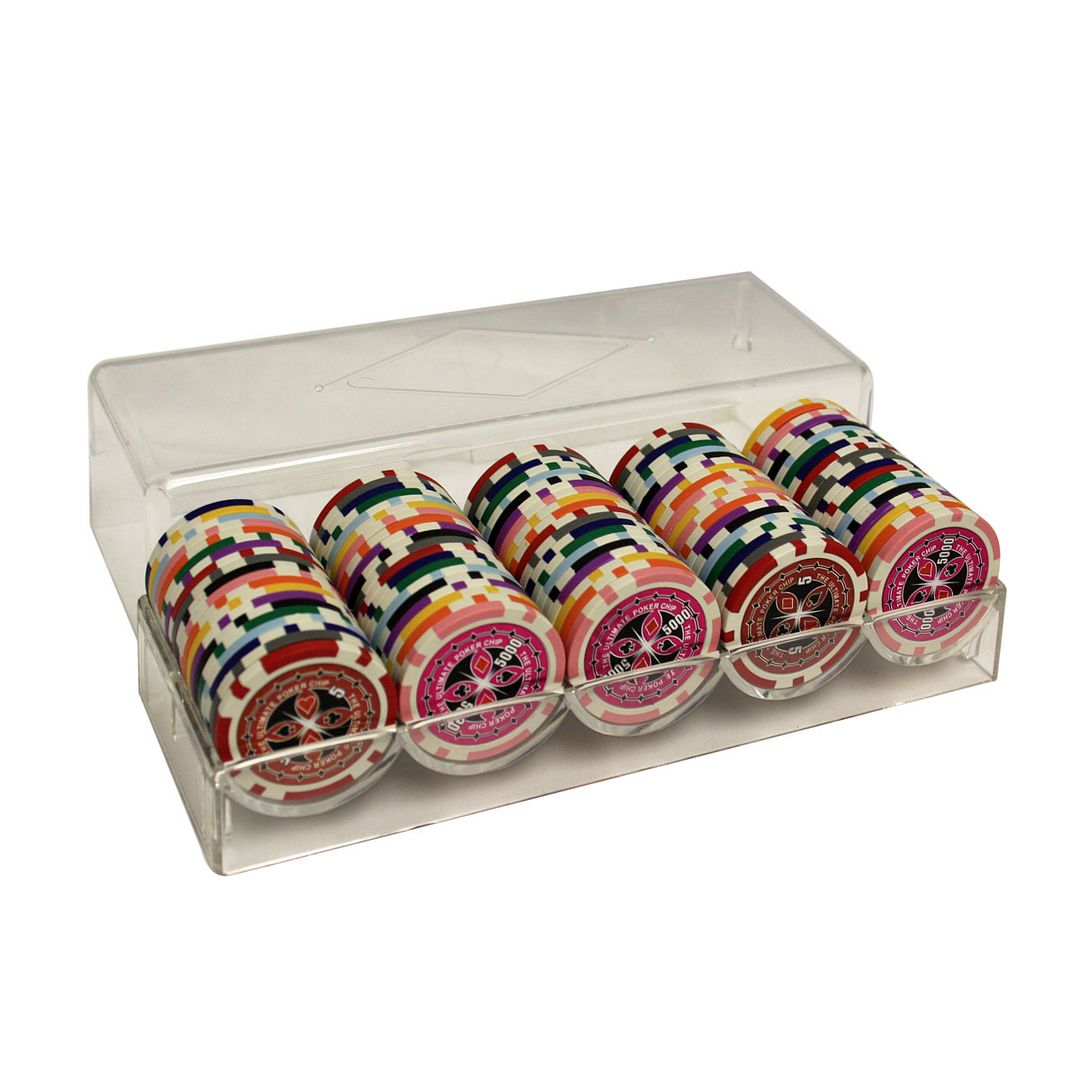 NEW 1 CASINO POKER CHIPS RACKS / TRAYS WITH COVER CLEAR ACRYLIC (1pc ...